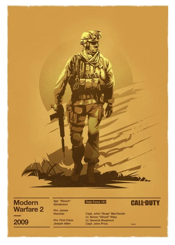 Call of Duty MW2 Gold Video Game Poster – Aesthetic Wall Decor