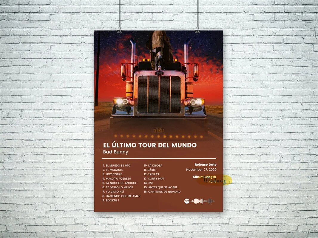 Bad Bunny El Ultimo Tour Del Mundo Rap Album Poster – Aesthetic Wall Decor