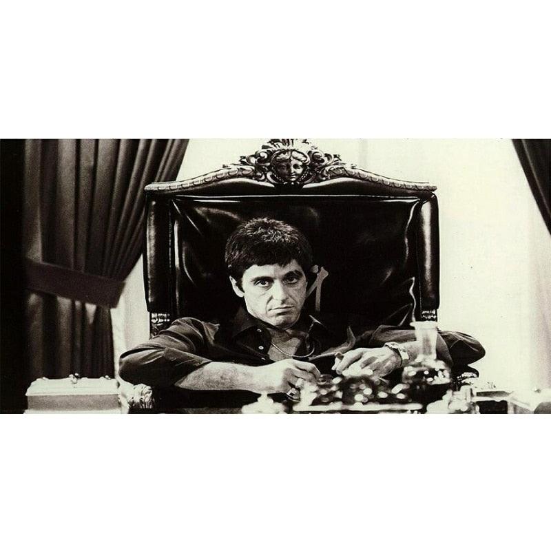Al Pacino Scarface Behind Desk Black and White Wall Art Poster ...