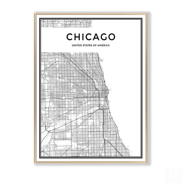 Chicago Minimalist Map Destination Wall Art Poster – Aesthetic Wall Decor