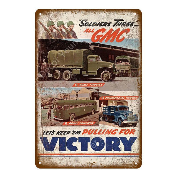 GMC Wartime Military Wall Art Vintage Metal Sign – Aesthetic Wall Decor
