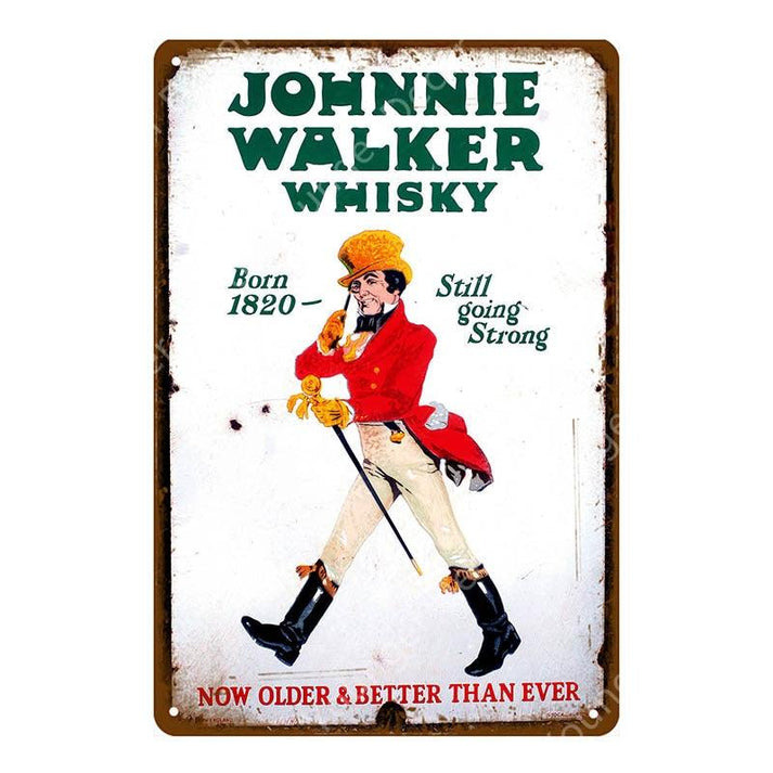 Johnnie Walker Whisky Scotch Bar Decor Metal Sign – Aesthetic Wall Decor