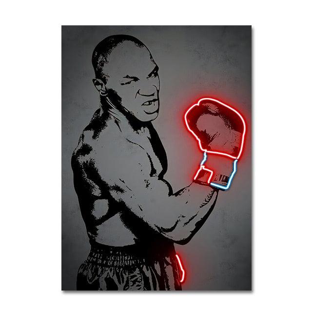 Mike Tyson Boxing Neon Effect Poster – Aesthetic Wall Decor