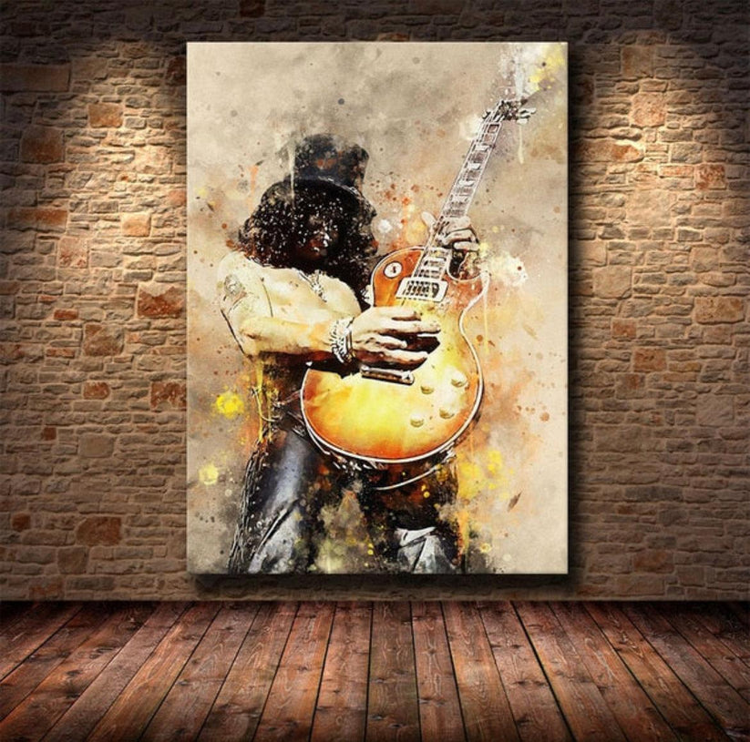 Slash Guns N' Roses Rock Star Splatter Painting Poster – Aesthetic Wall ...