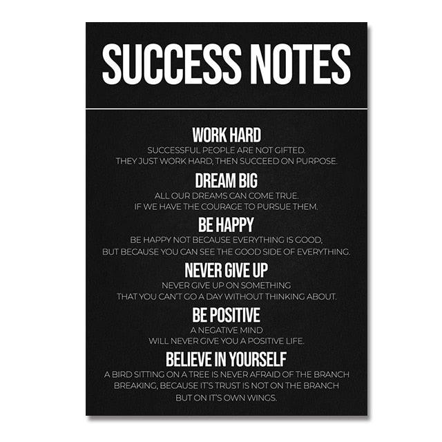 Success Notes Motivational Inspirational Poster – Aesthetic Wall Decor