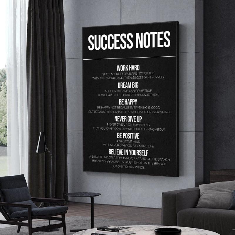 Success Notes Motivational Inspirational Poster – Aesthetic Wall Decor