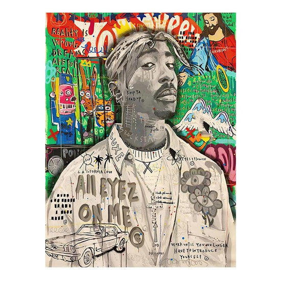 Tupac Urban Graffiti Hip-Hop Wall Art Rap Poster – Aesthetic Wall Decor